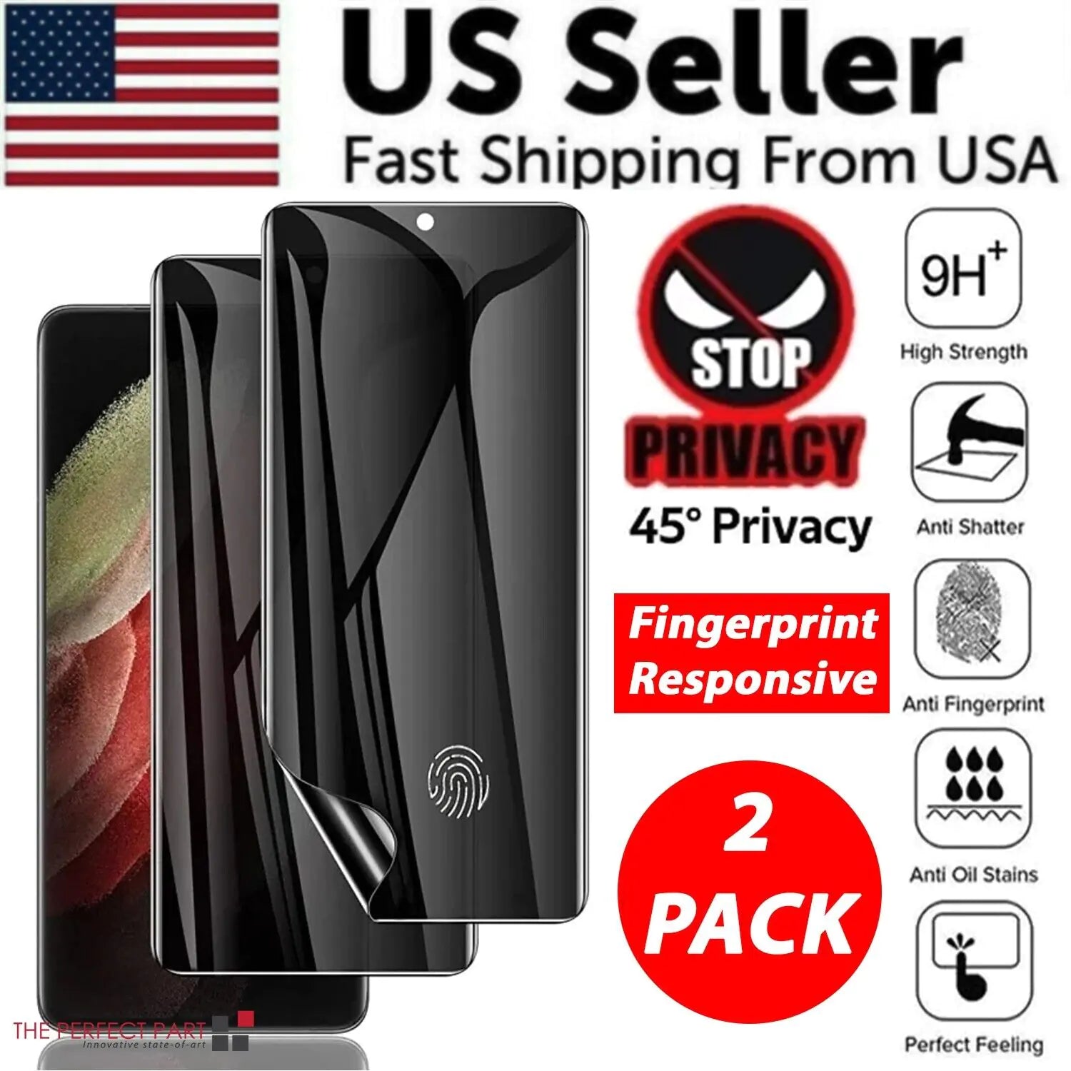 2-Pack Anti-Spy Privacy Hydrogel Screen Protector For Samsung S23 Ultr ...